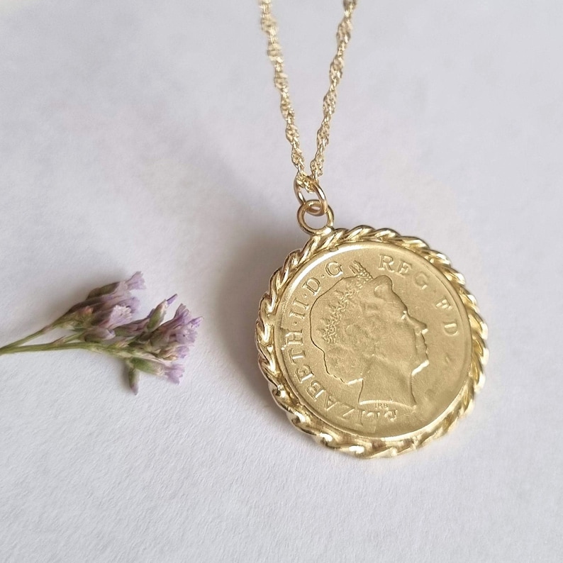 Solid Gold Coin Pendant Necklace, 14k Gold Coin Pendant Necklace ...