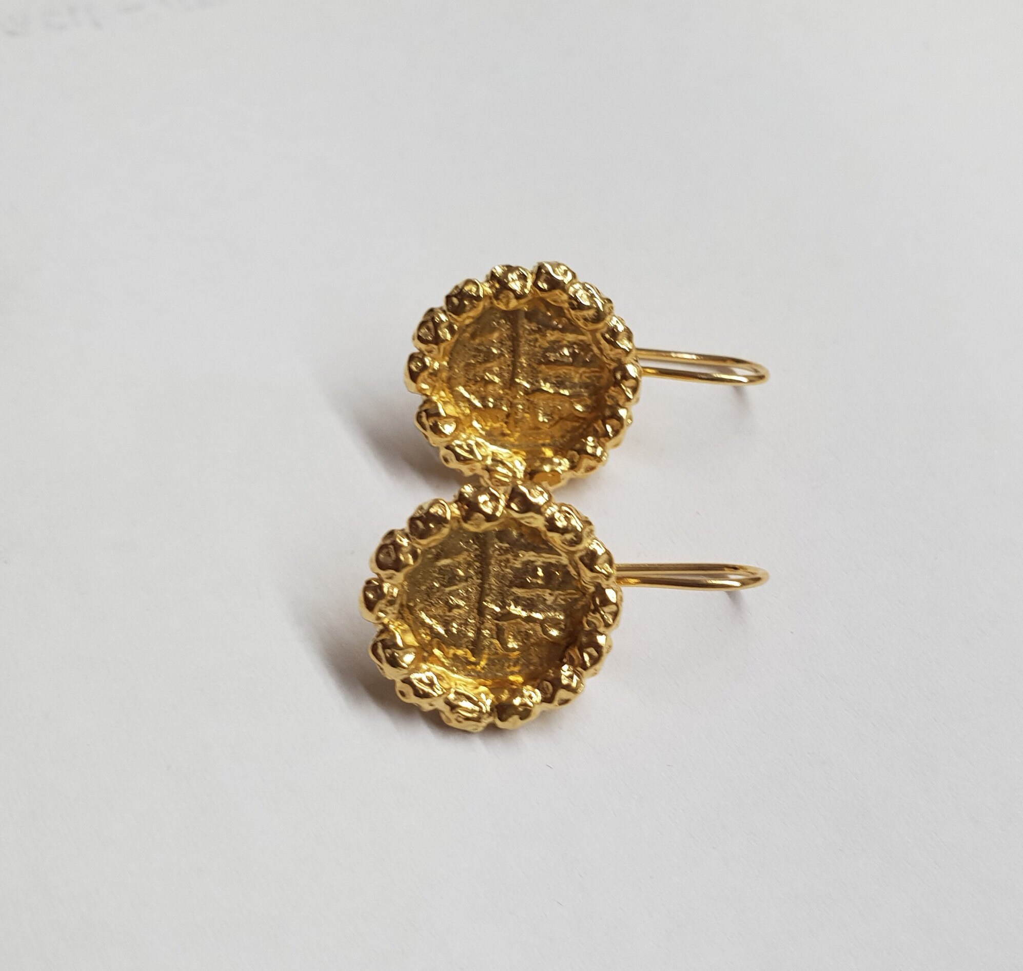 Gold Coin Earrings Drop Coin Earrings Coin Earrings Gold | Etsy