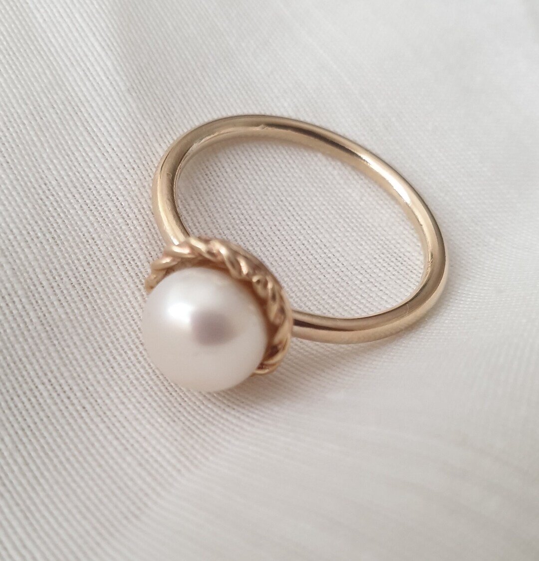 Pearl Ring Pearl Engagement Ring Gold Gemstone Ring - Etsy