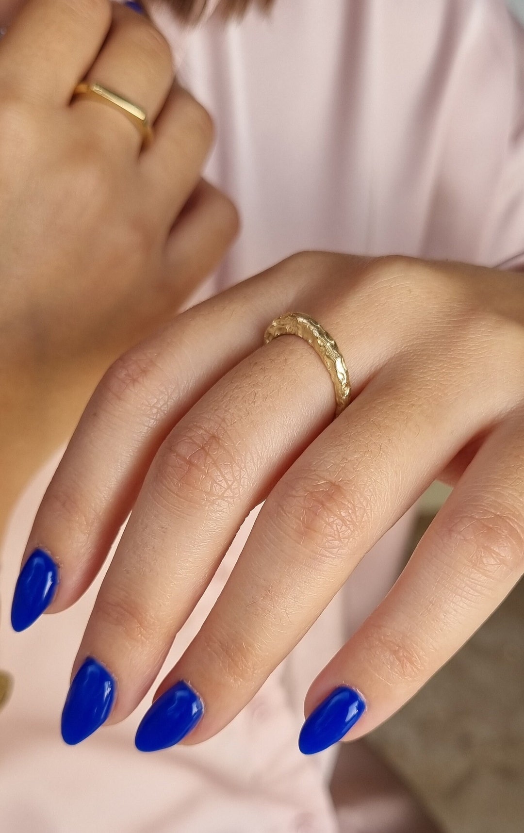 Stacked Gold Ring, 14k Gold Ring, Rustic Gold Ring, Solid Gold Ring ...