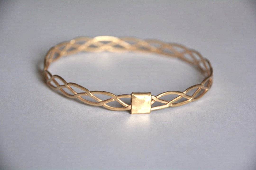 Gold Bangle Bracelet, Gold Braid Bracelet, Braided Bangle, Gold ...