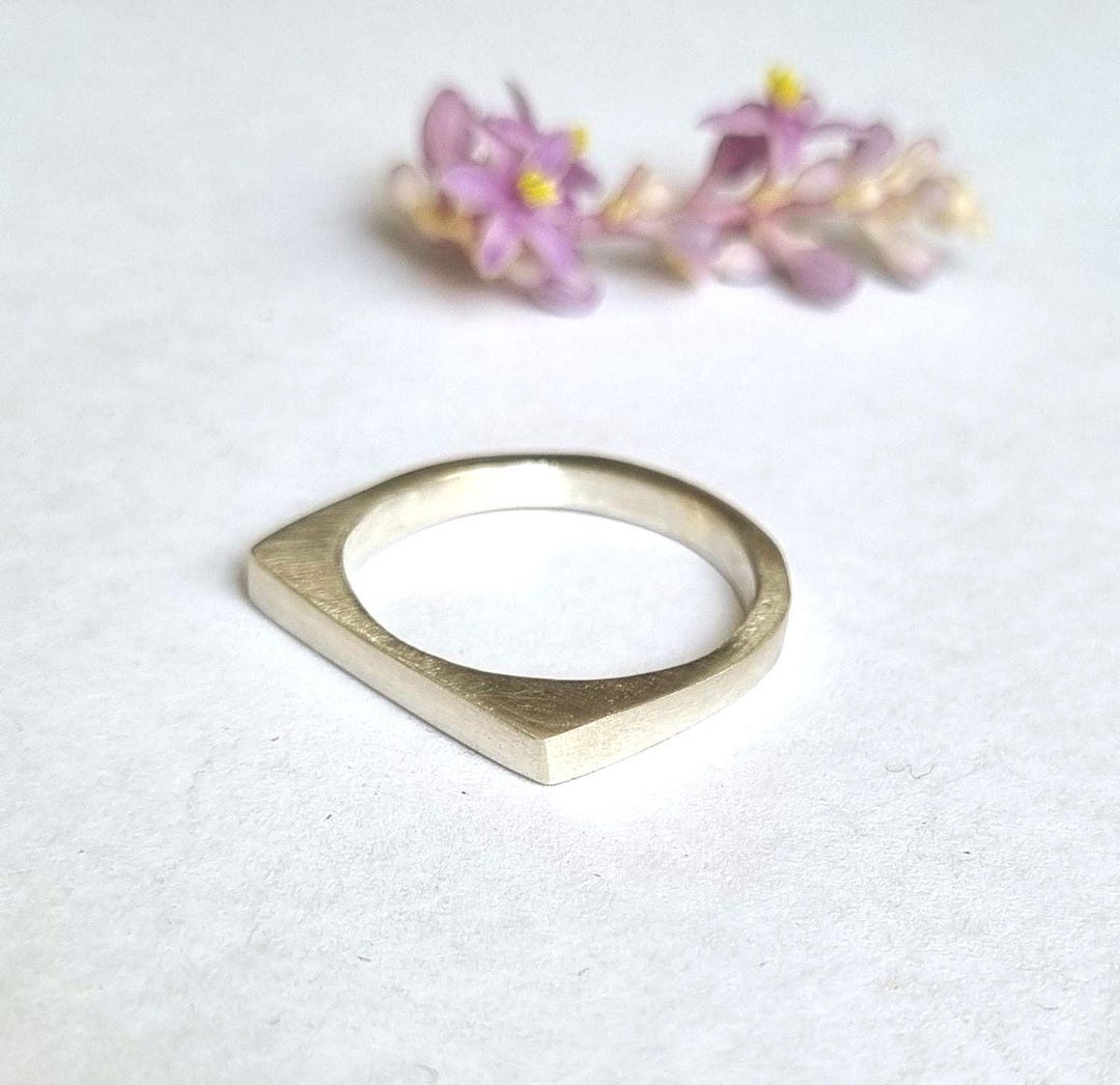 Stacking Rings, Signet Ring Women, Flat Top Ring, Thin Signet Ring ...