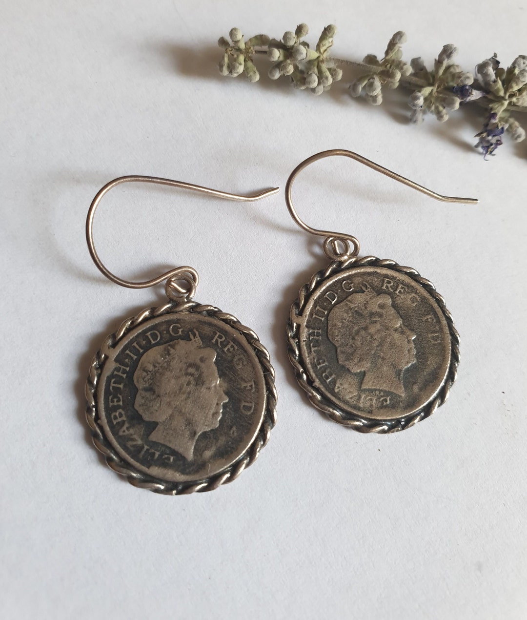 Silver Coin Earrings, Dangle Coin Earrings, Coin Pendant Earrings, Coin ...