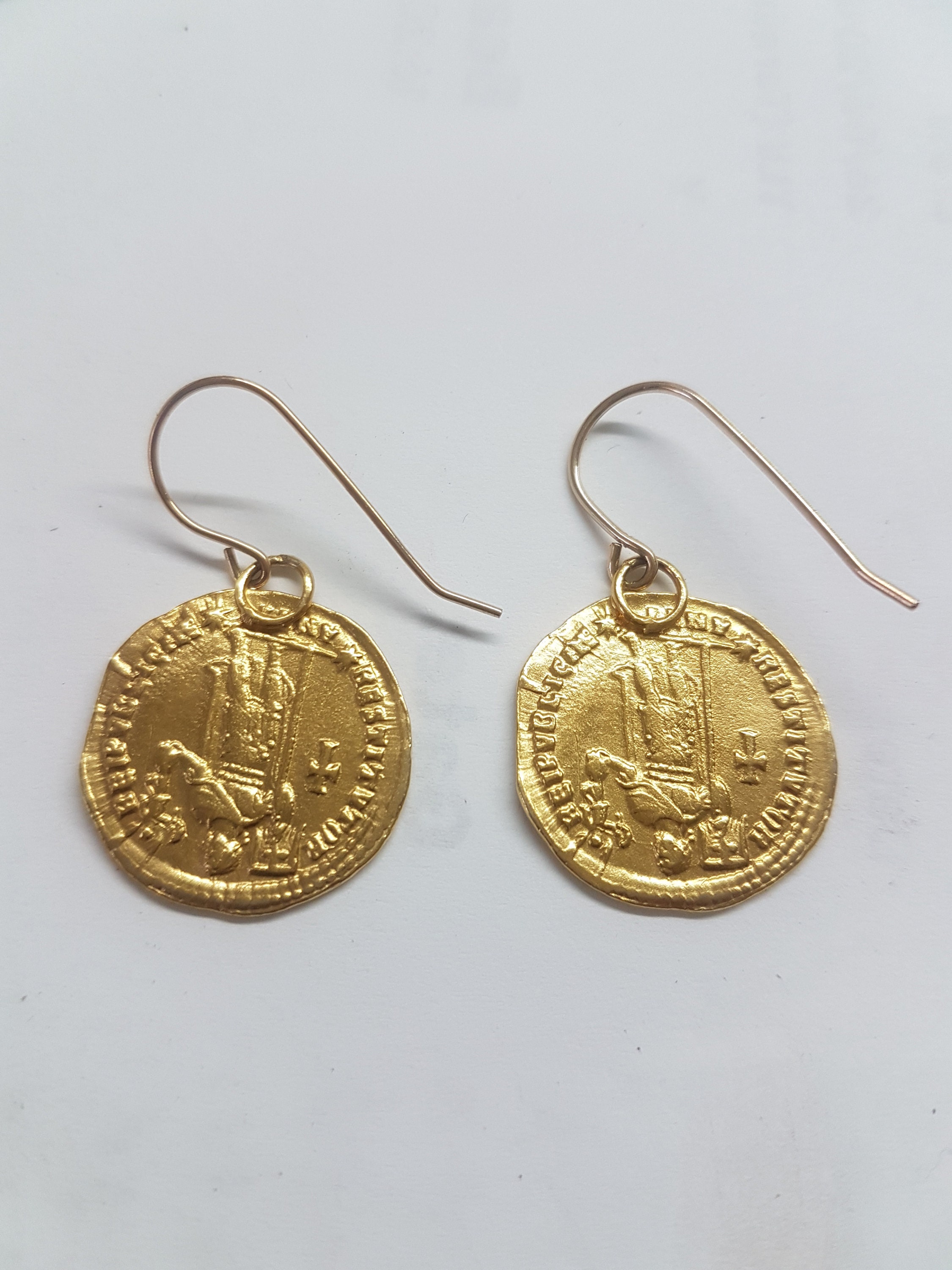 Gold Coin Earrings Antique Coin Earrings Dangle Coin | Etsy