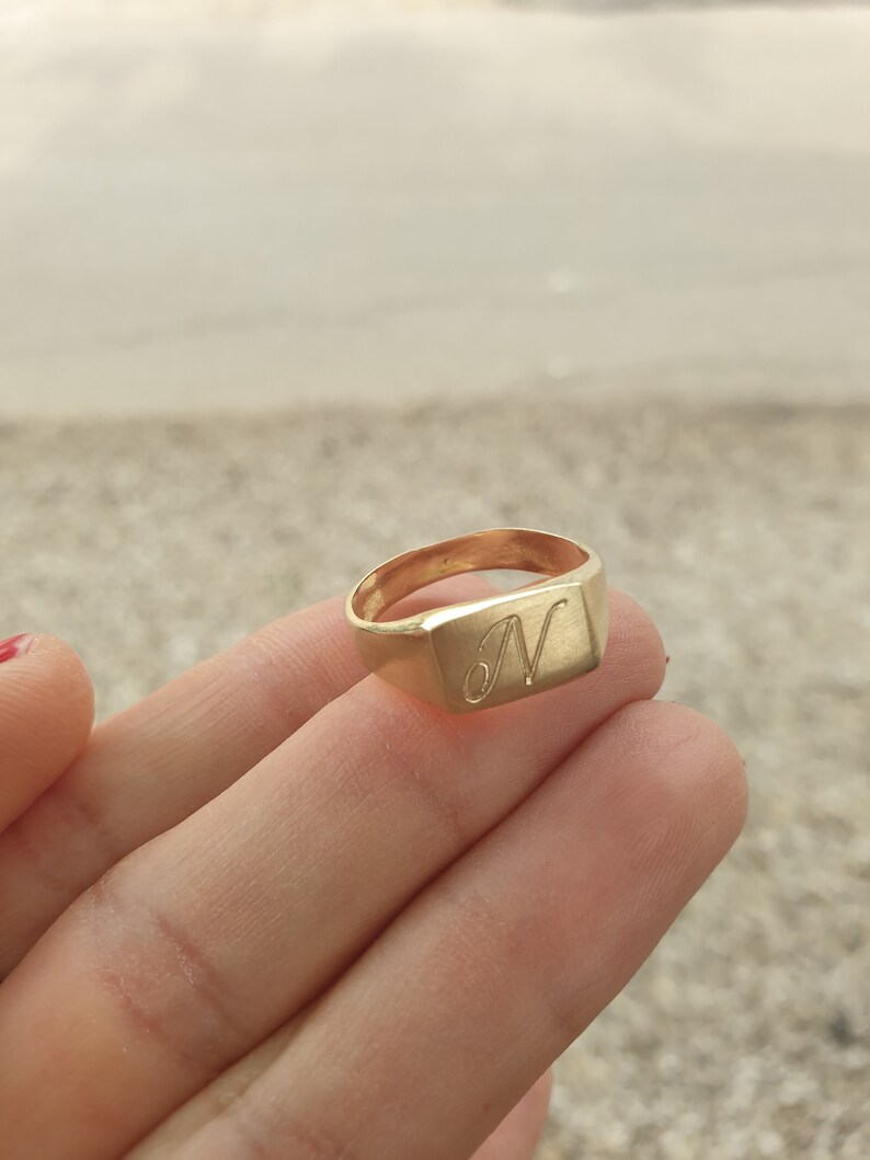Solid Gold Signet Ring Women Gold Signet Ring Gold Pinky | Etsy