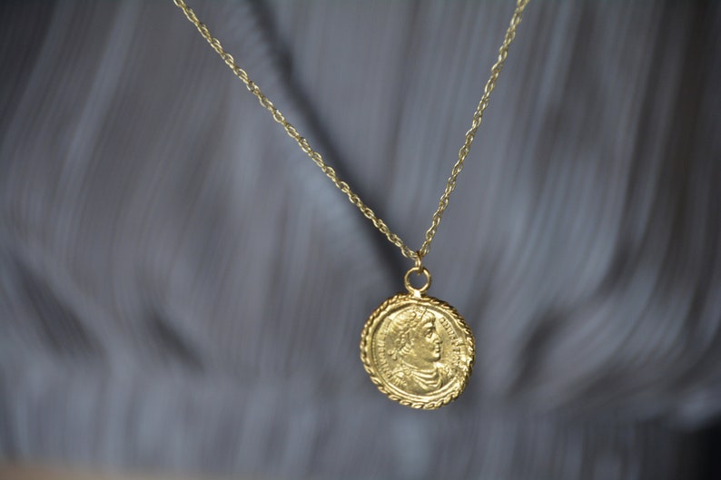 Long Coin Necklace 14k Gold Necklace Gold Coin Necklace - Etsy Israel