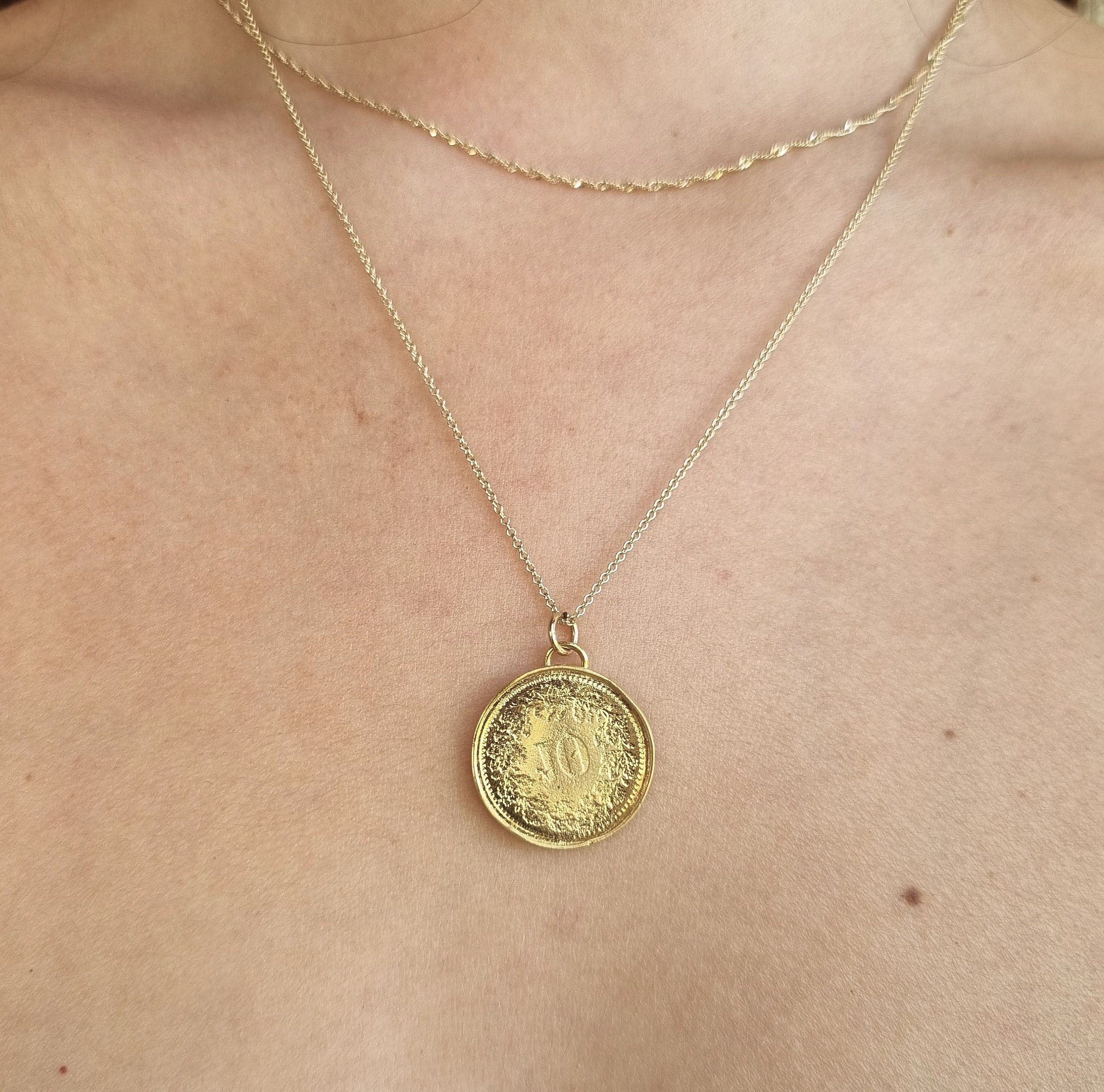 Solid Gold Coin Necklace, Gold Coin Pendant, Coin Jewelry, 14k Gold ...