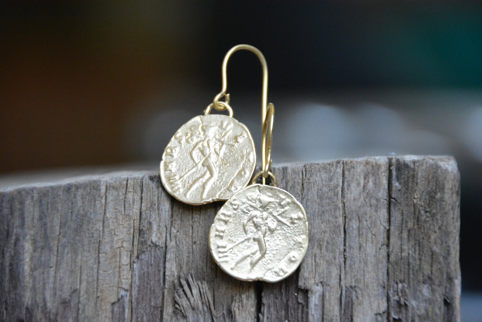 Antique Coin Earrings Gold Coin Earrings Ancient Coin - Etsy