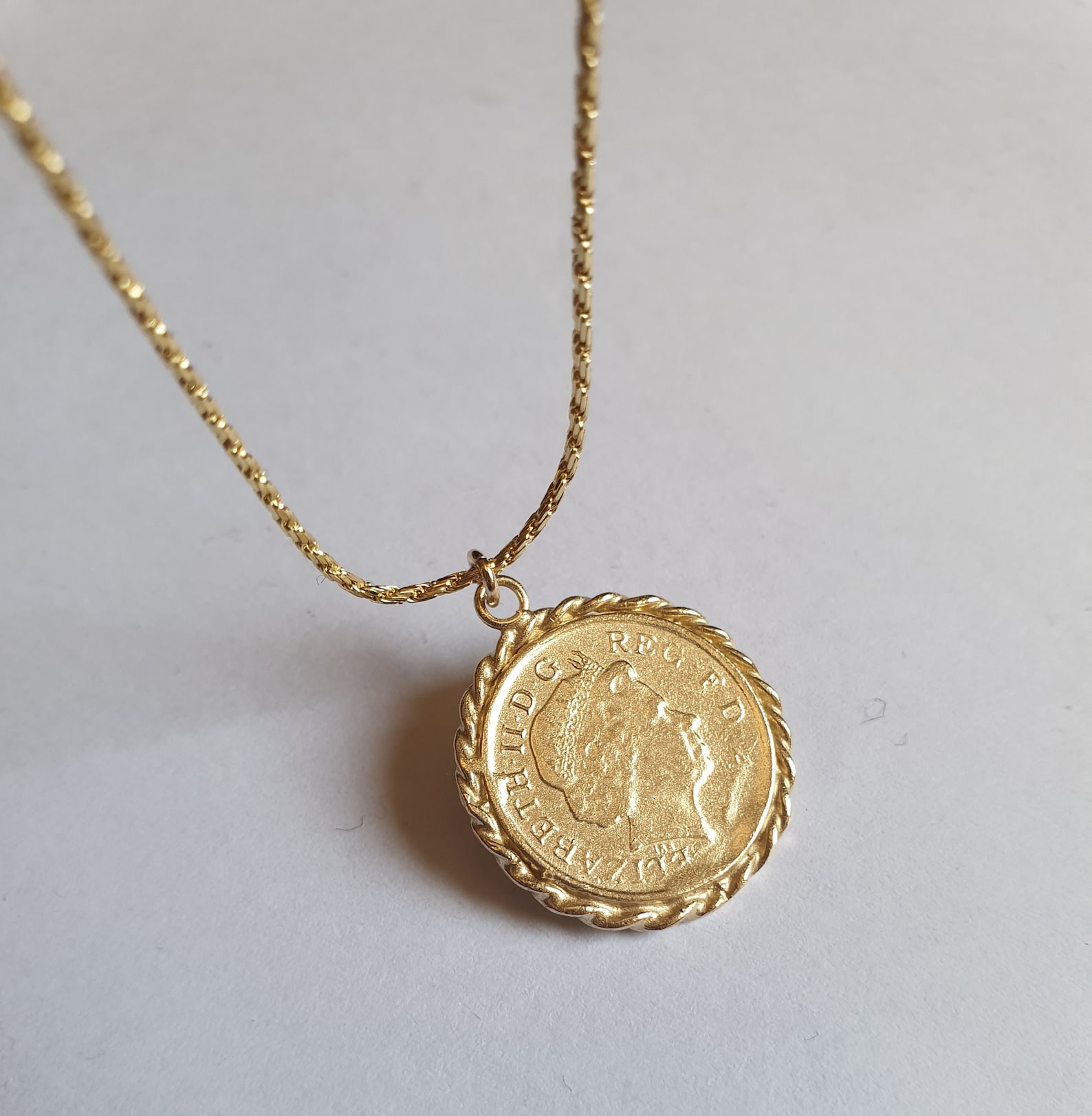 Solid Gold Coin Necklace 14k Gold Necklace Gold Coin Pendant - Etsy