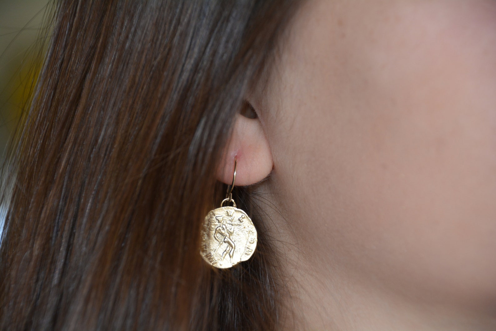 Antique Coin Earrings Gold Coin Earrings Ancient Coin - Etsy