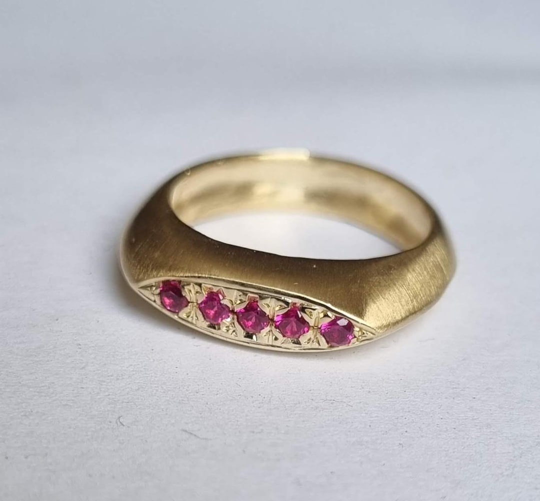 Gold Ruby Ring, Signet Ring Women, Silver Signet Ring, Marquise Ring ...