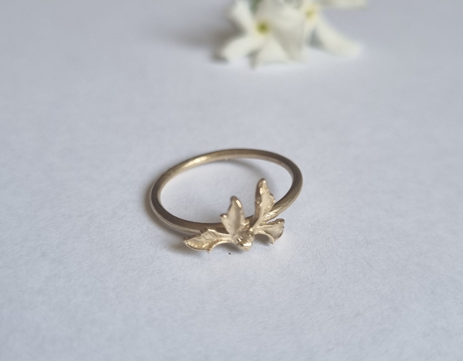 Leaves Gold Ring, 14k Gold Ring, Solid Gold Ring, Nature Inspired Ring ...