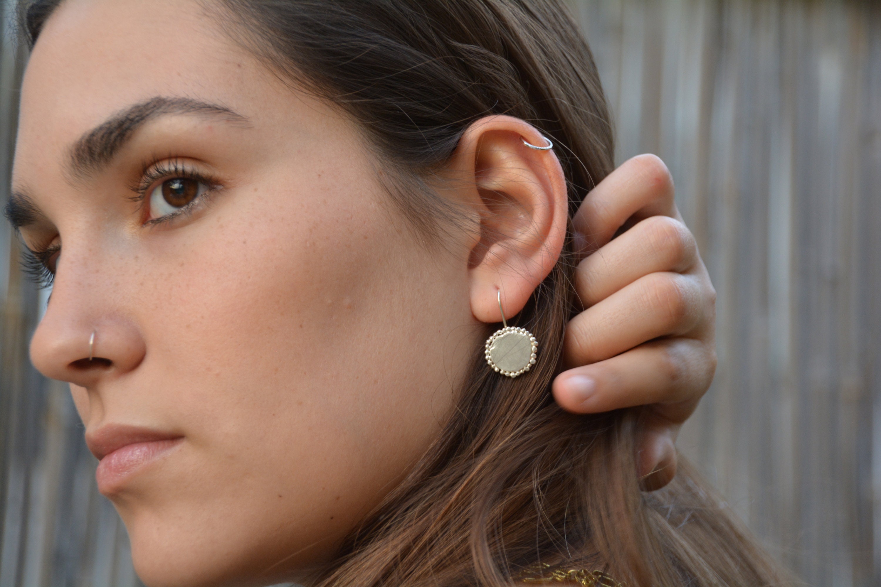 Silver Disc Earrings Drop Disc Earrings Antique Style | Etsy