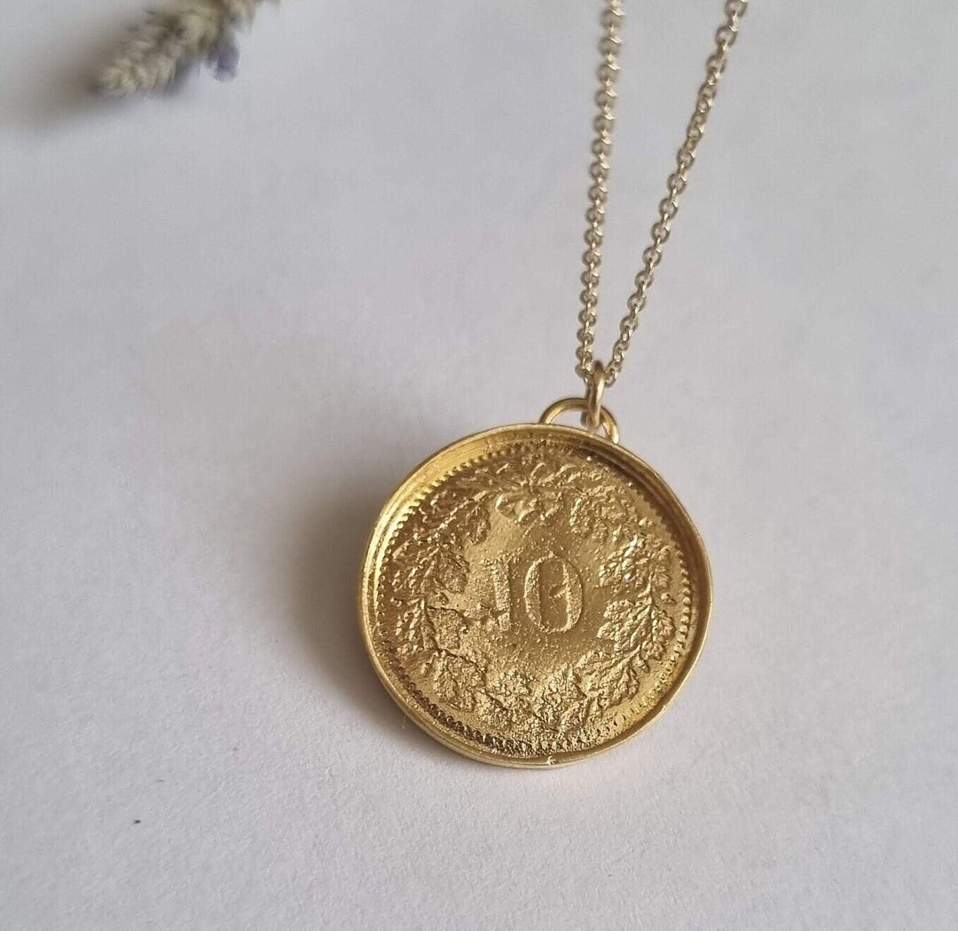 Solid Gold Coin Necklace, Gold Coin Pendant, Coin Jewelry, 14k Gold ...