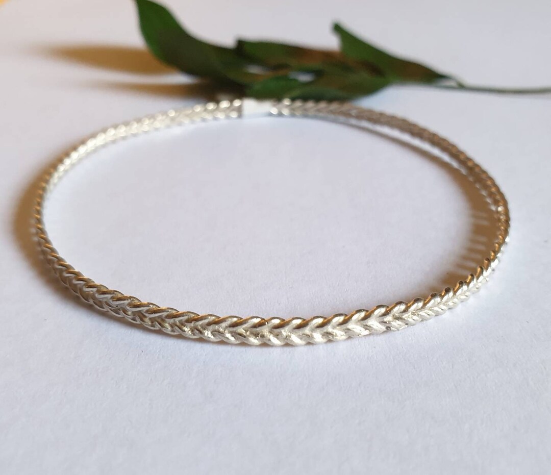 Braided Bangle Bracelet, Braided Bangle, Silver Braid Bracelet ...