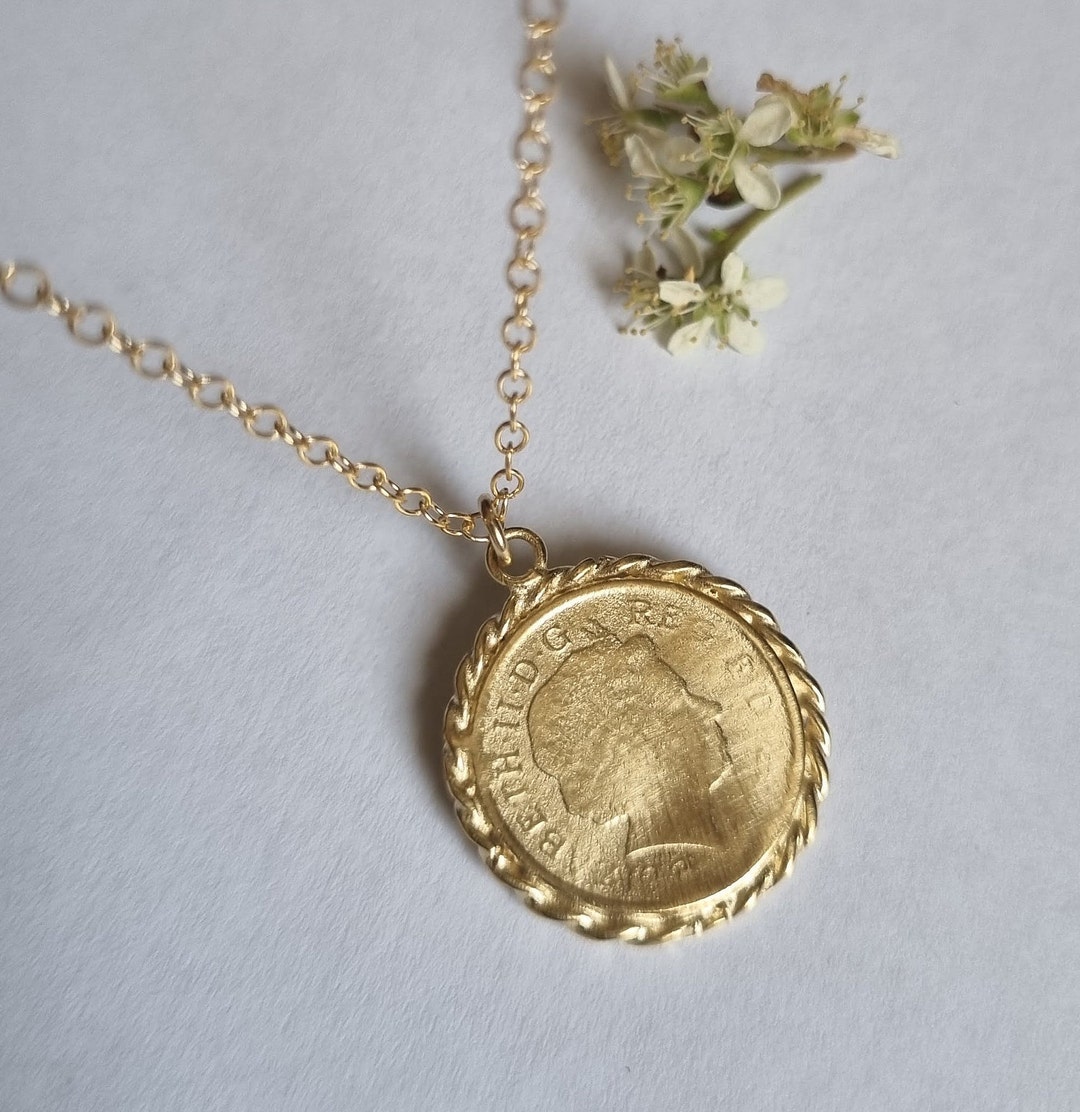 Gold Coin Necklace, Gold Coin Pendant, Coin Necklace, Antique Necklace ...