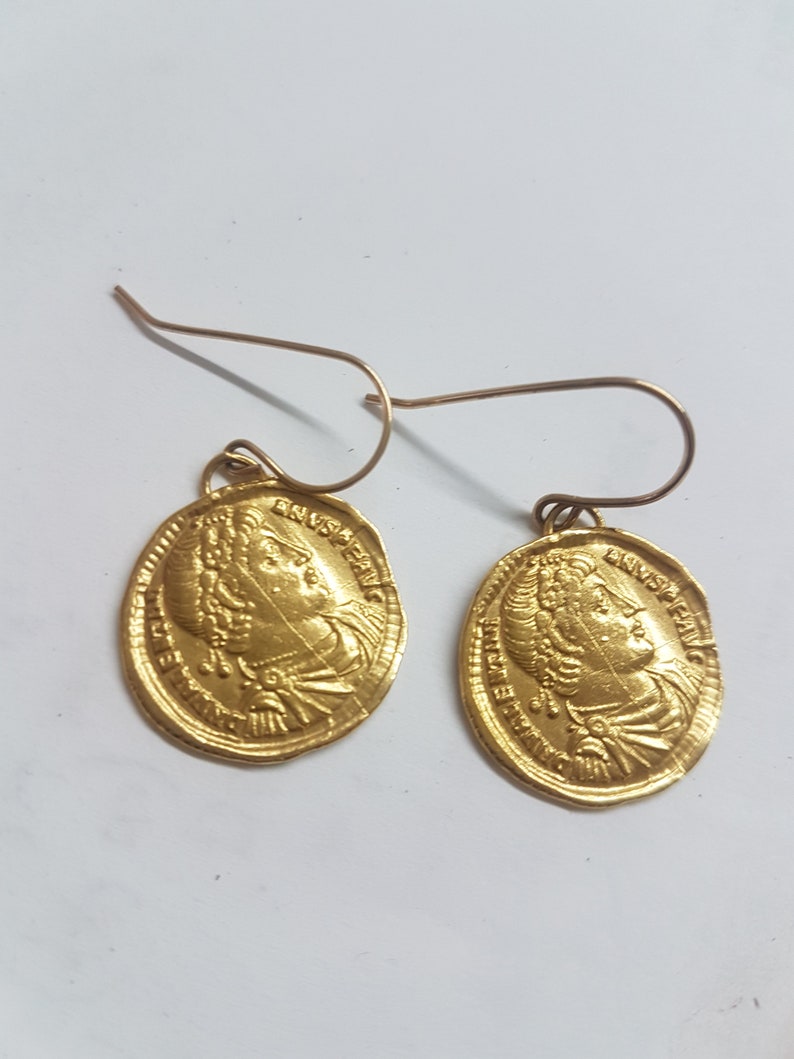Gold Coin Earrings Antique Coin Earrings Dangle Coin - Etsy