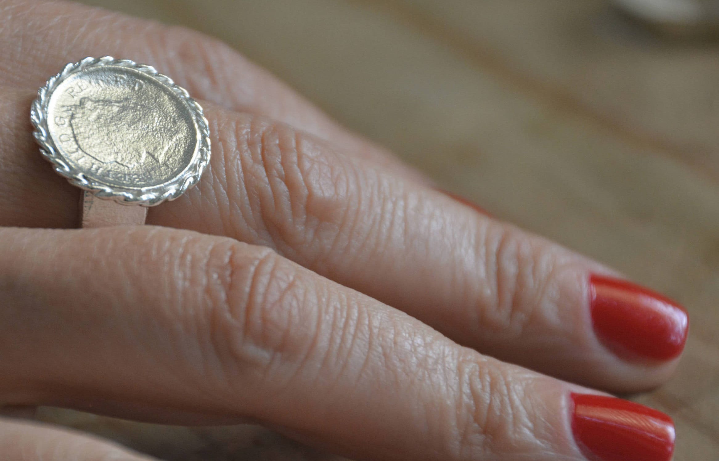 Signet ring women coin signet ring sterling silver coin | Etsy
