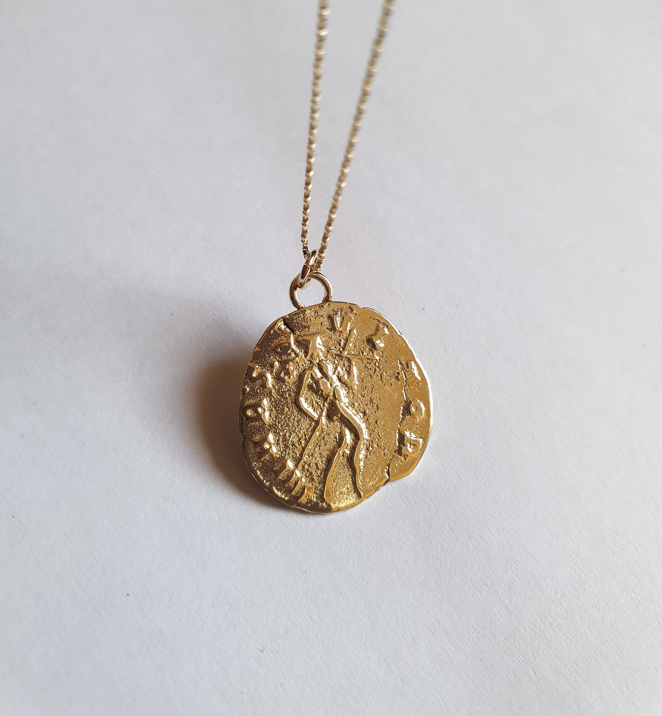 Antique Coin Pendant Necklace 14k Gold Necklace Gold Coin | Etsy