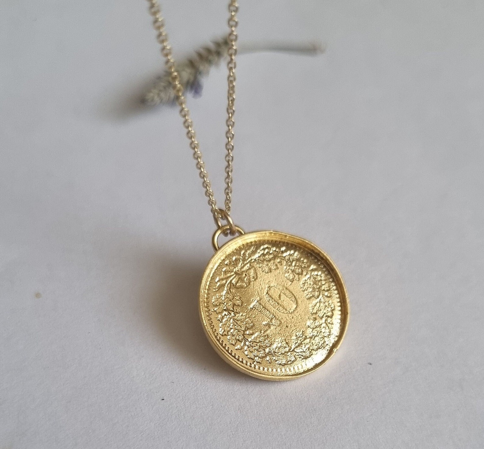 Solid Gold Coin Necklace, Gold Coin Pendant, Coin Jewelry, 14k Gold ...