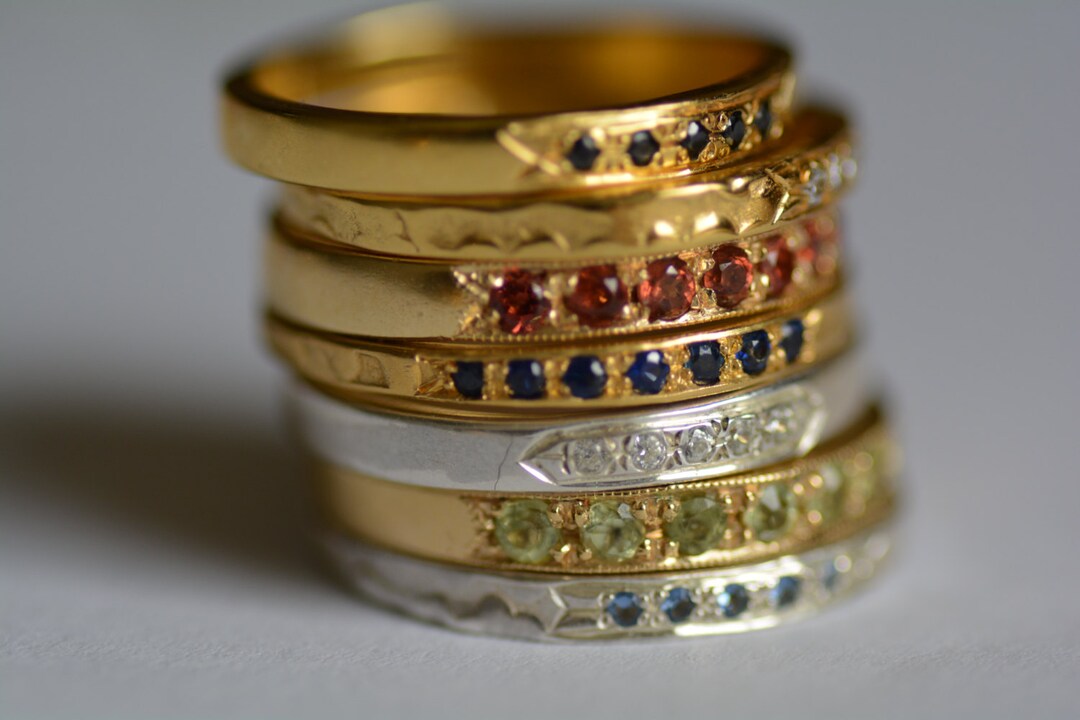 Stackable Gemstone Rings, Birthstone Ring Mom, Antique Stacking Rings ...