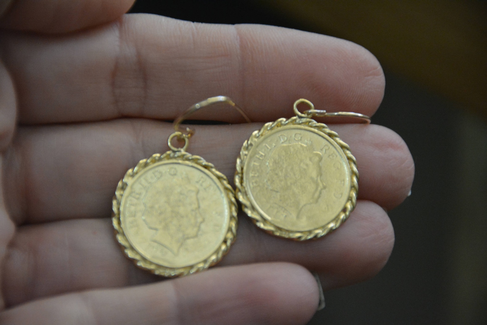 Gold Coin Earrings, Dangle Coin Earrings, Coin Pendant Earrings ...