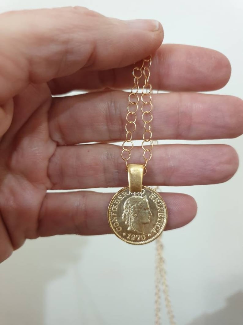 Gold Coin Necklace 14k Gold Necklace Long Coin Necklace - Etsy
