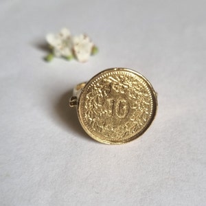Solid Gold Coin Ring, Gold Signet Ring, Antique Style Ring, Romantic ...