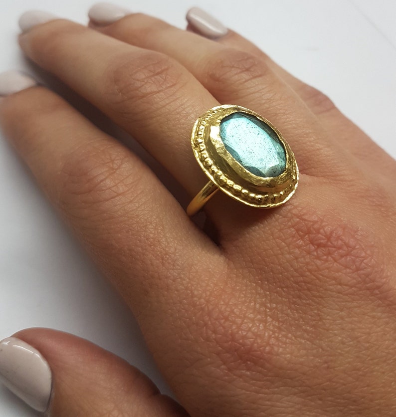 Labradorite ring large labradorite ring labradorite gold | Etsy