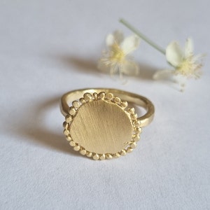 Gold Disc Ring, Gold Round Ring, Gold Statement Ring, Gold Cocktail ...