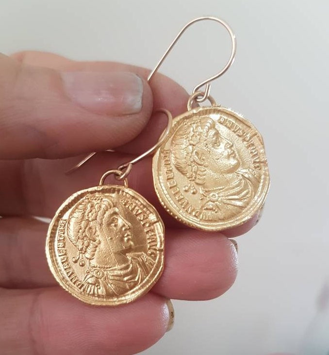 Gold Coin Earrings Antique Coin Earrings Dangle Coin | Etsy