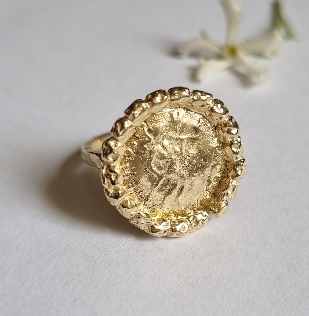 Antique Coin Ring, Gold Coin Ring, Cocktail Ring Vintage, Antique Ring ...