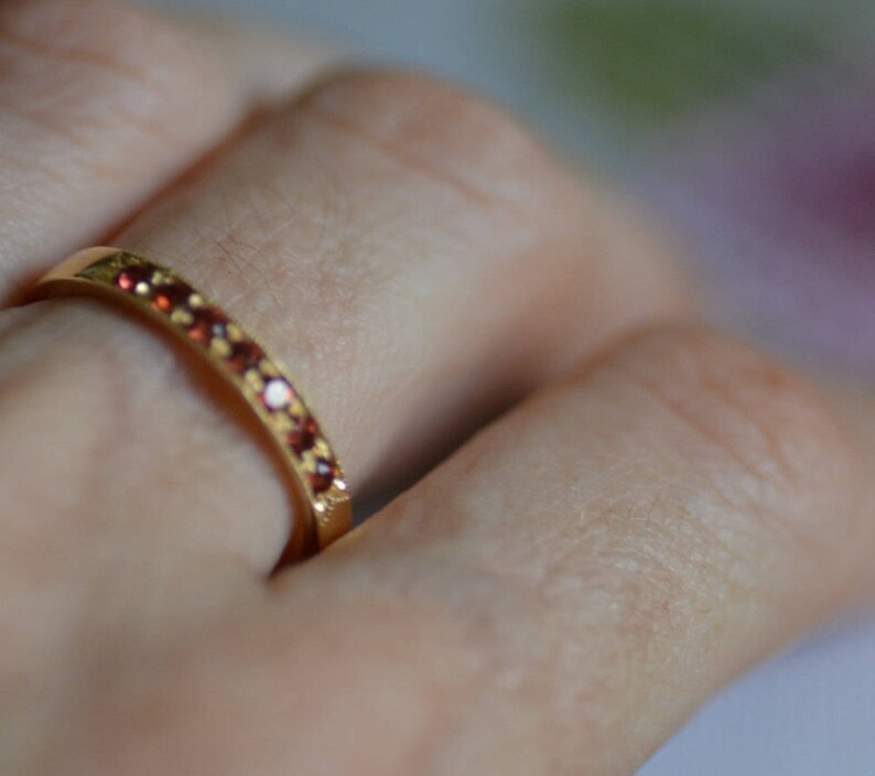 Garnet Half Eternity Ring Garnet Stacking Ring Stacking | Etsy
