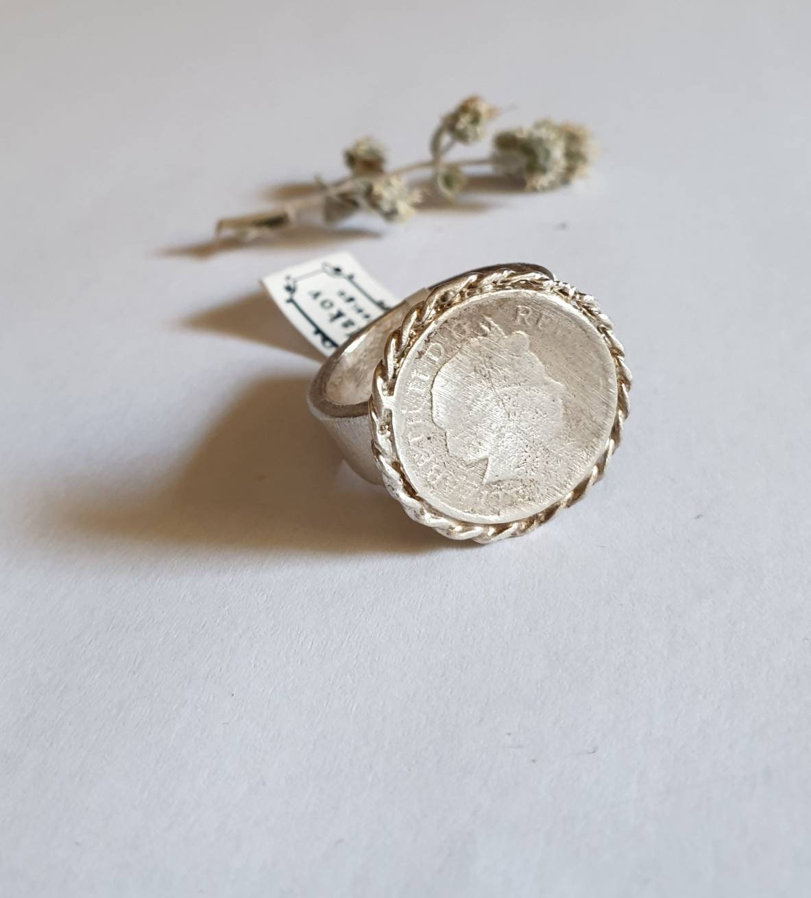 Coin Ring Signet Ring Women Coin Signet Ring Sterling | Etsy