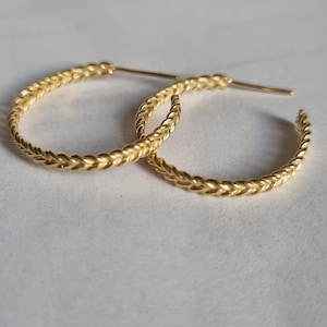 Braided Hoop Earrings, Gold Hoop Earrings, Large Hoop Earrings, Open ...