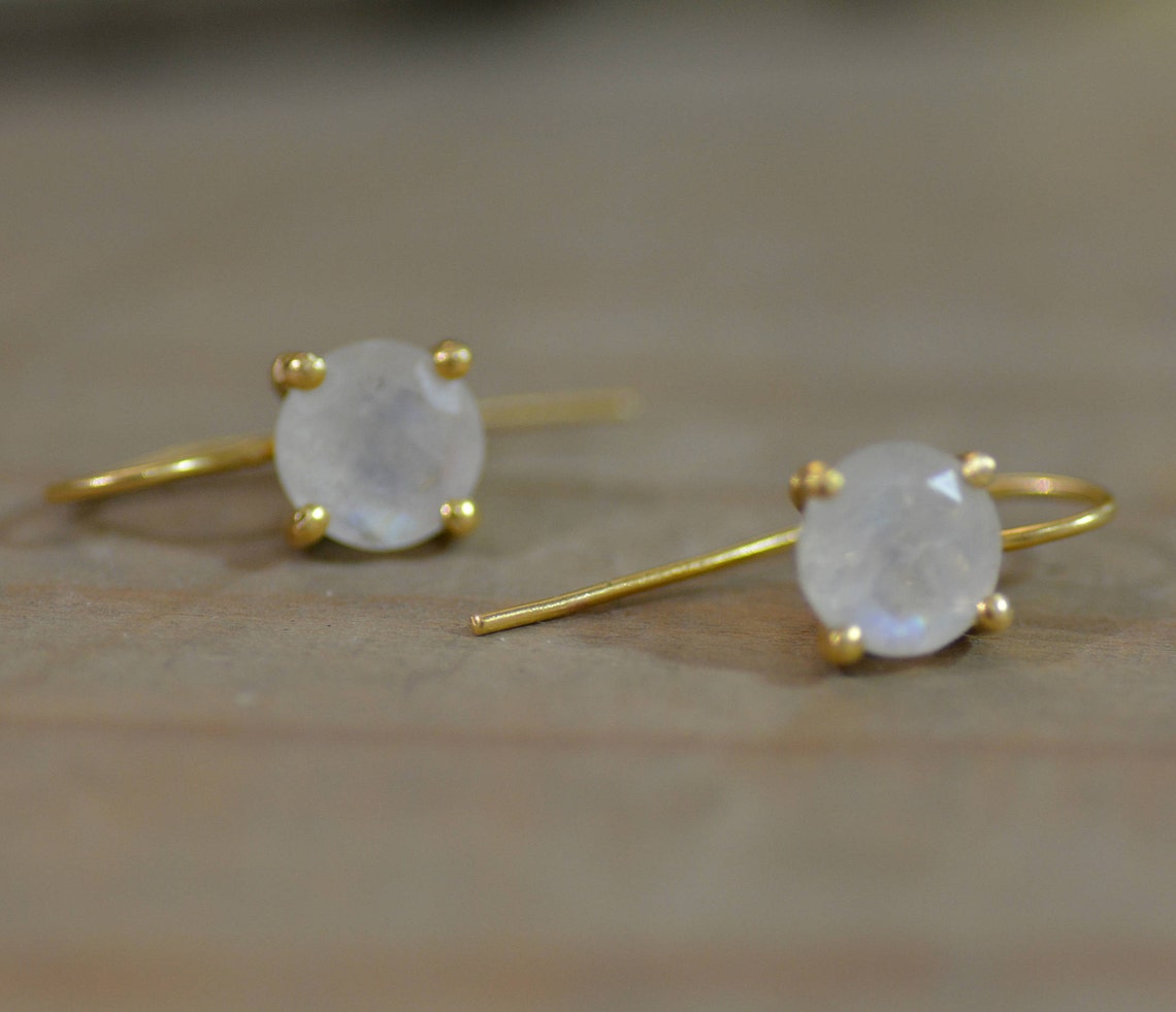 Moonstone Gold Earrings Gold Vintage Earrings Moonstone Drop - Etsy