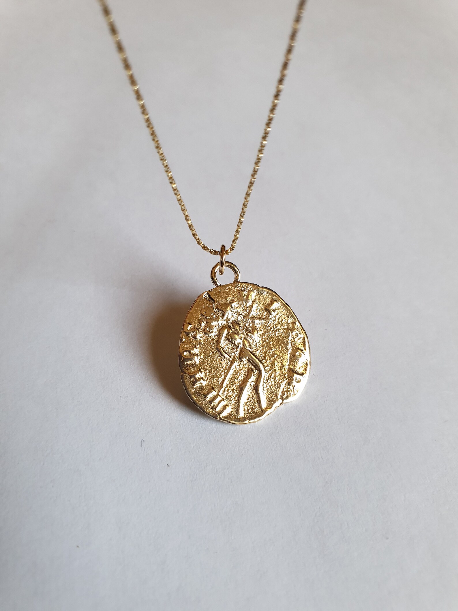 Antique Coin Pendant Necklace 14k Gold Necklace Gold Coin - Etsy