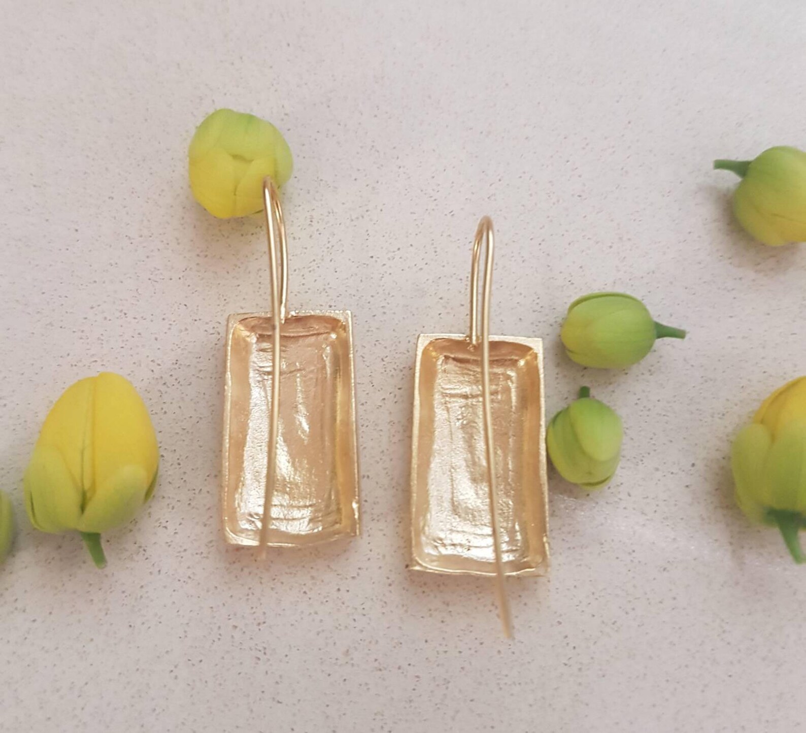 Rectangle Earrings, Large Geometric Earrings, Gold Statement Earrings ...