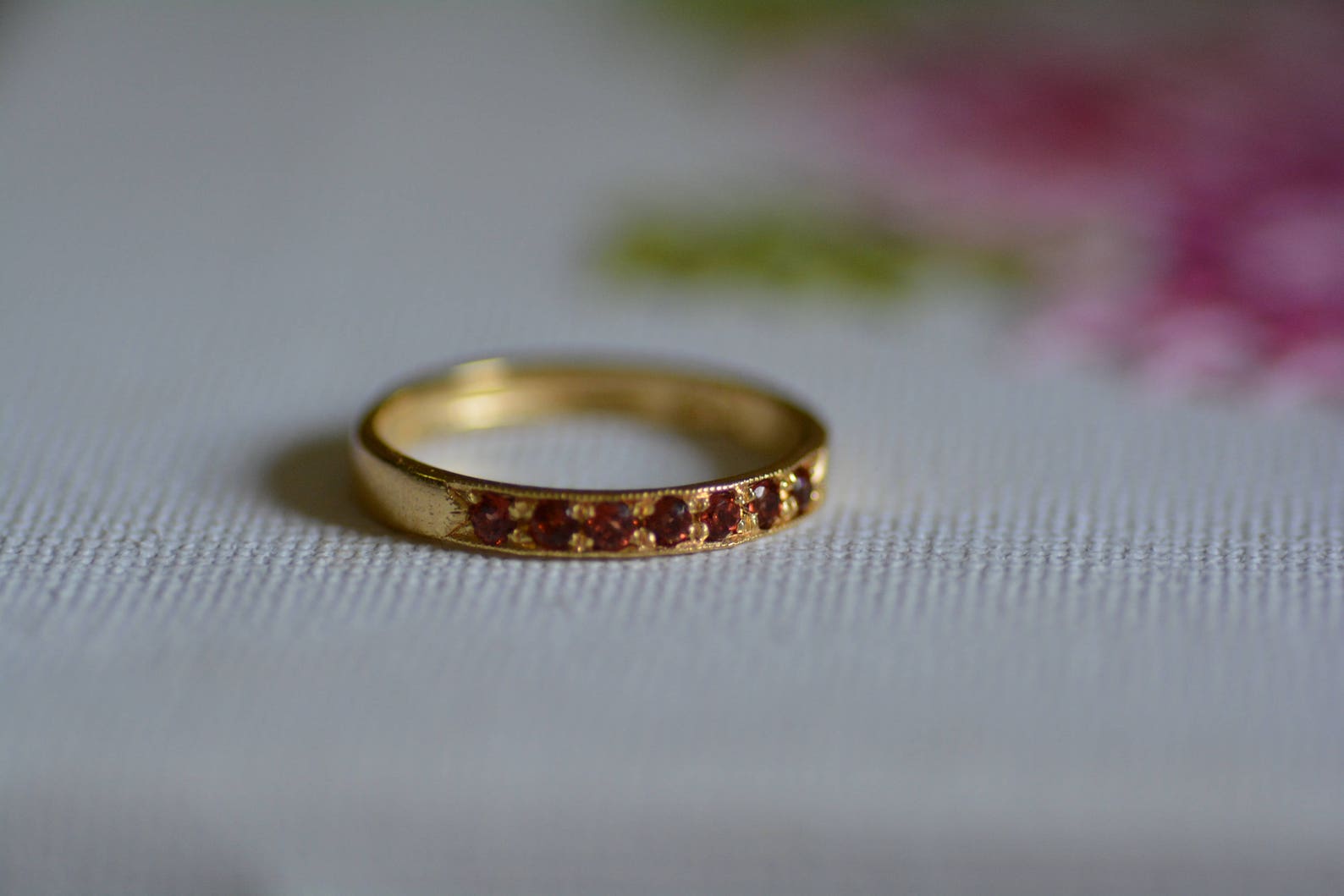 Garnet Half Eternity Ring Garnet Stacking Ring Stacking | Etsy