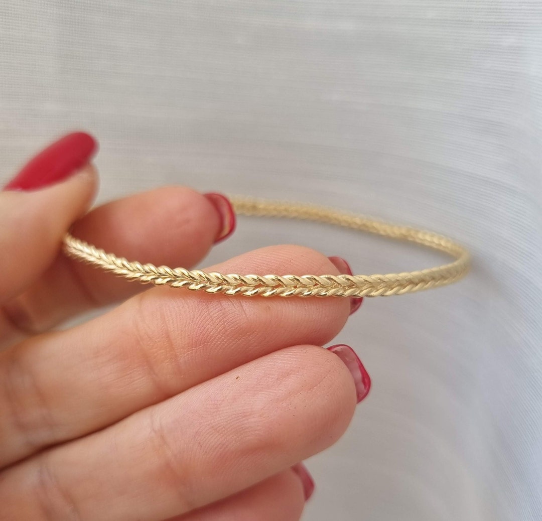 Gold Bangle Bracelet, Braided Bangle, Gold Braided Bracelet, Gold ...