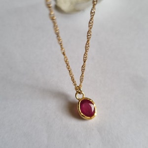 Ruby Necklace Red Ruby Glass Necklace Gold Pendant Necklace - Etsy