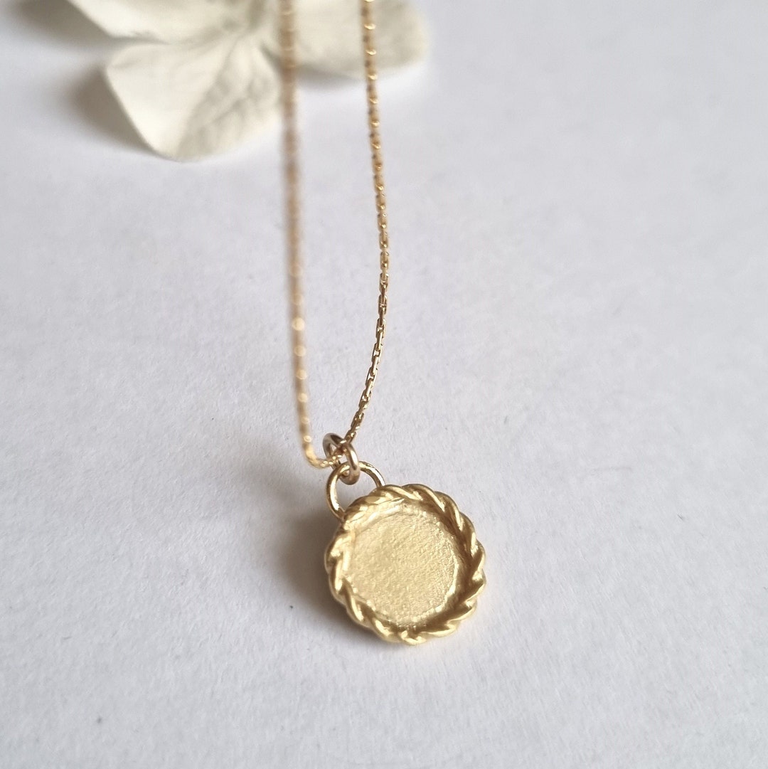 Gold Disc Necklace, 14k Gold Necklace, Disc Pendant Necklace, Gold ...