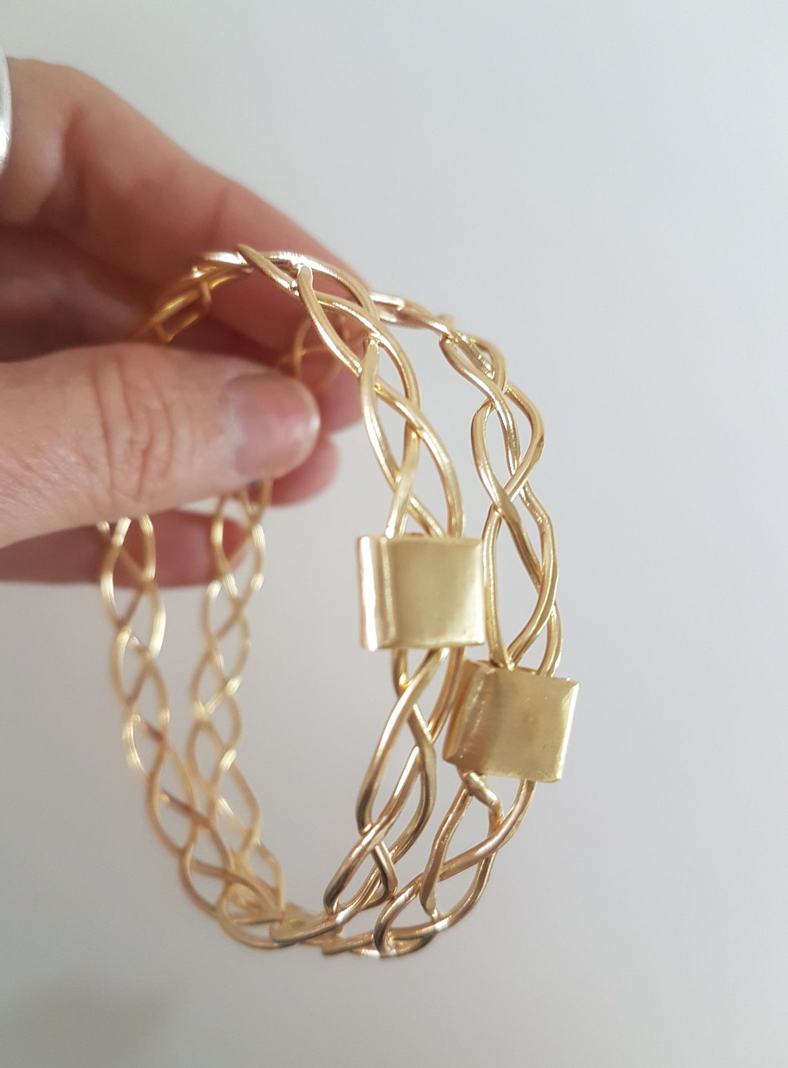 Gold bangles 14k braided bracelet bangle bracelets gold | Etsy