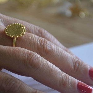 Gold Disc Ring, Gold Round Ring, Gold Statement Ring, Gold Cocktail ...