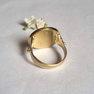 Solid Gold Coin Ring, Gold Signet Ring, Antique Style Ring, Romantic ...