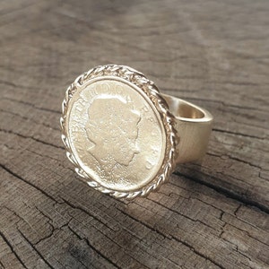Solid Gold Coin Ring, Antique Style Ring, Romantic Jewelry for Women ...