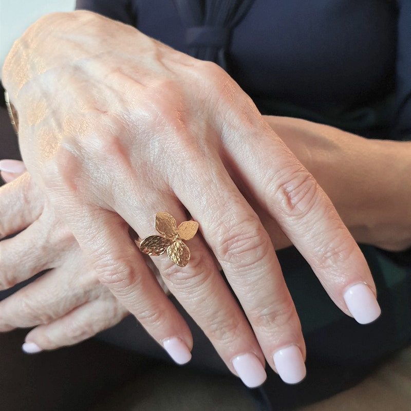 Gold Flower Ring - Etsy