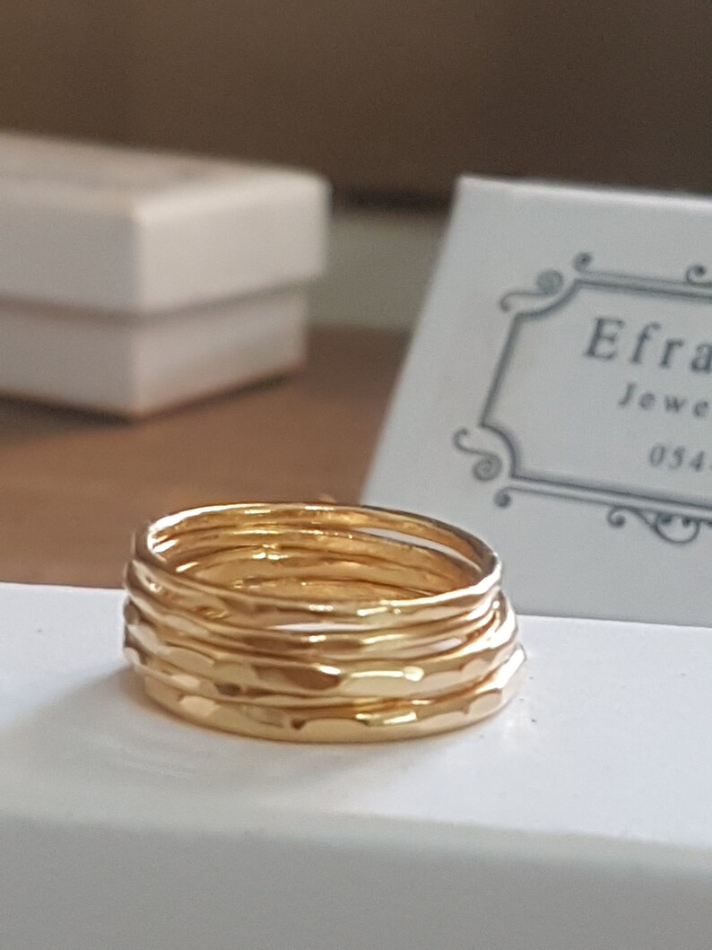 Stackable gold rings stacking hammered rings skinny gold | Etsy