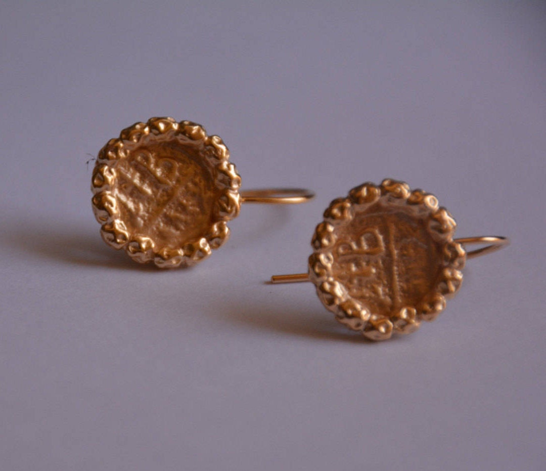 Gold Coin Earrings Drop Coin Earrings Coin Earrings Gold | Etsy