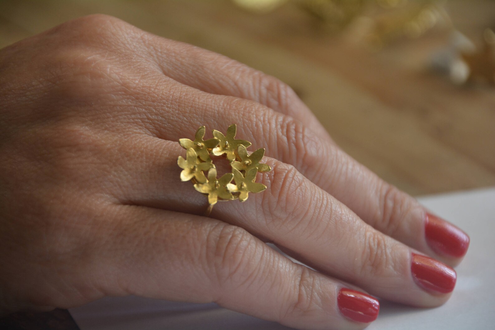 Gold Flower Ring Retro Ring Floral Ring Gold Ring Women - Etsy